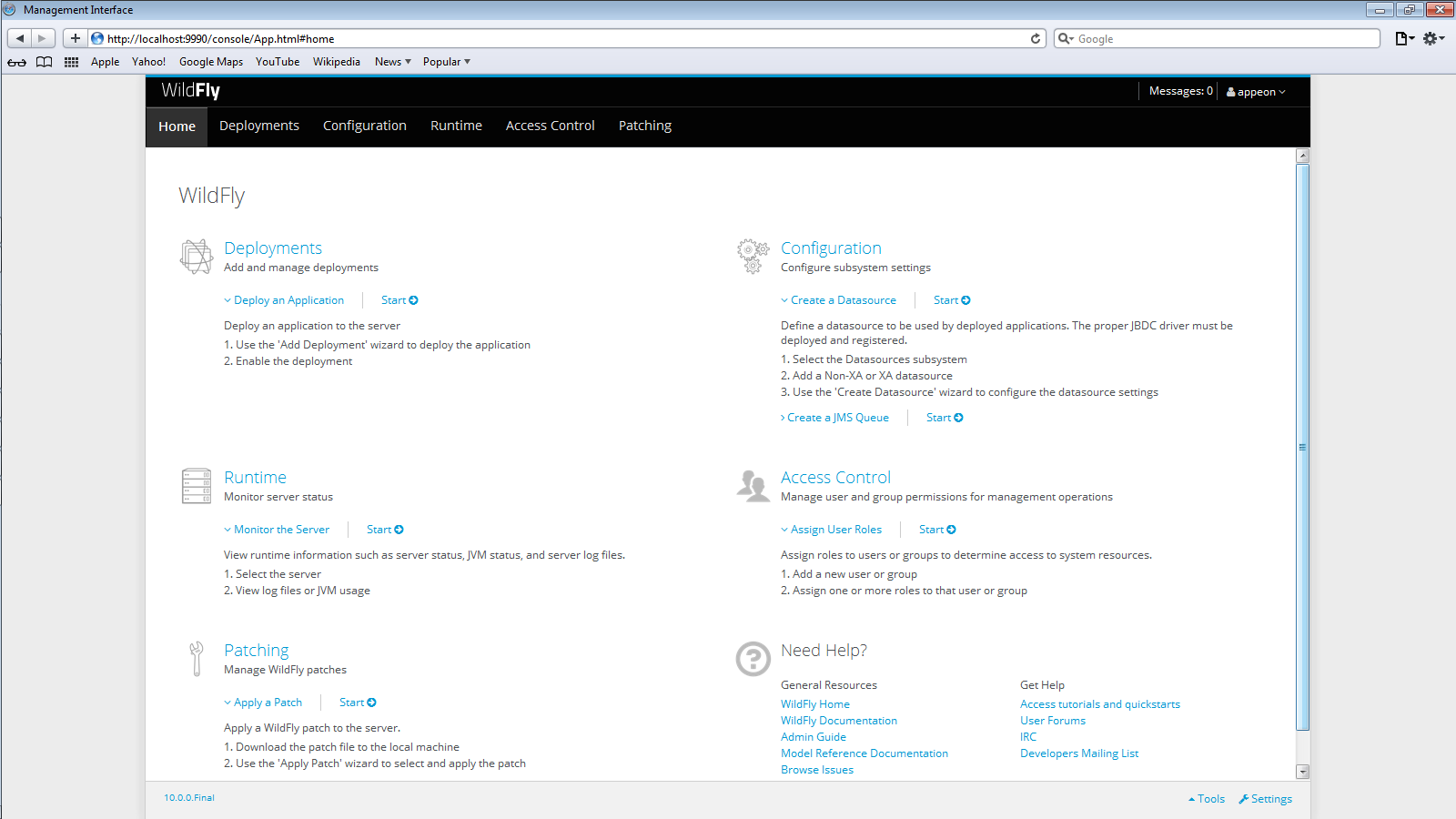 Logging In To WildFly Or JBoss EAP Management Interface Installation Guide For Appeon 