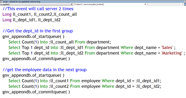 Technique #4: grouping multiple server calls with Appeon Labels - - PowerServer Performance ...